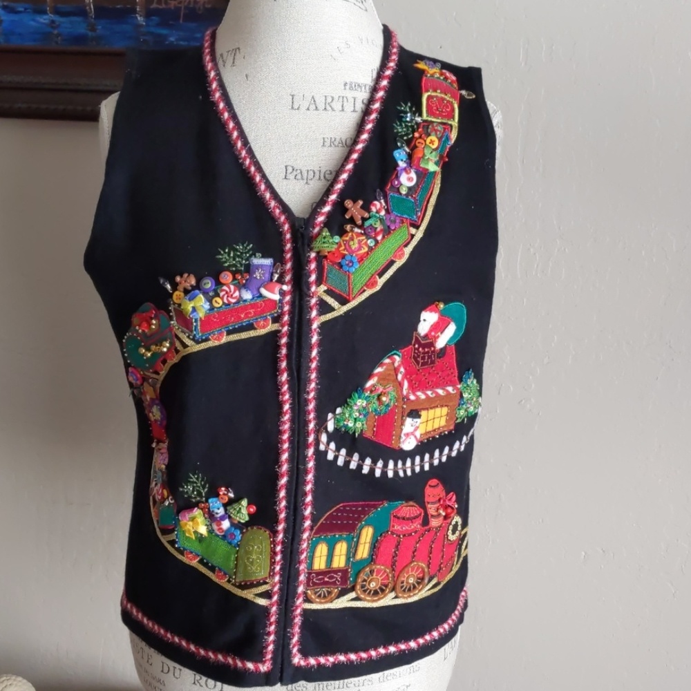 Marisa Christina Christmas Santa's Train Toys Vest - Gem